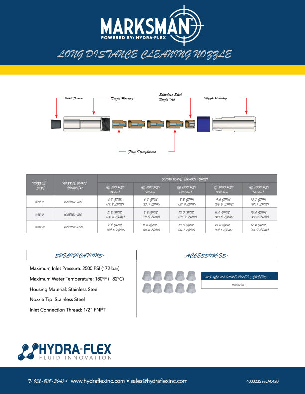 MARKSMAN LONG DISTANCE CLEANING NOZZLE by HYDRAFLEX – North American Pressure Wash Outlet